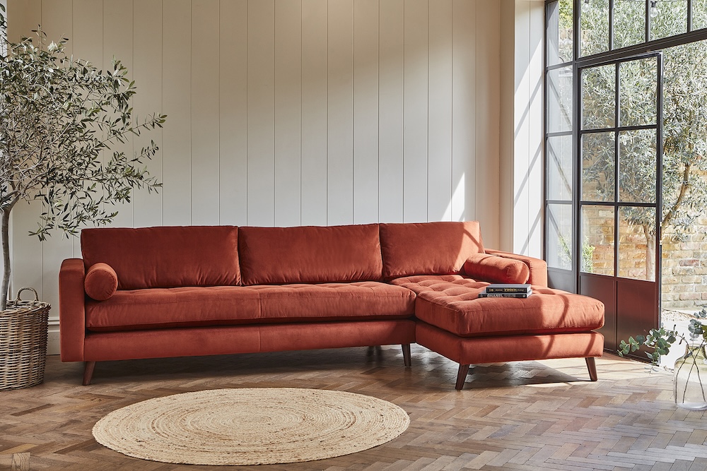 Burnt orange sofa living room ideas